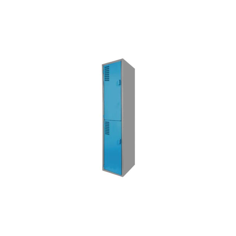 BlueShield Duo: Locker Metálico Azul de 2 Puertas con Jaladera y Ve...
